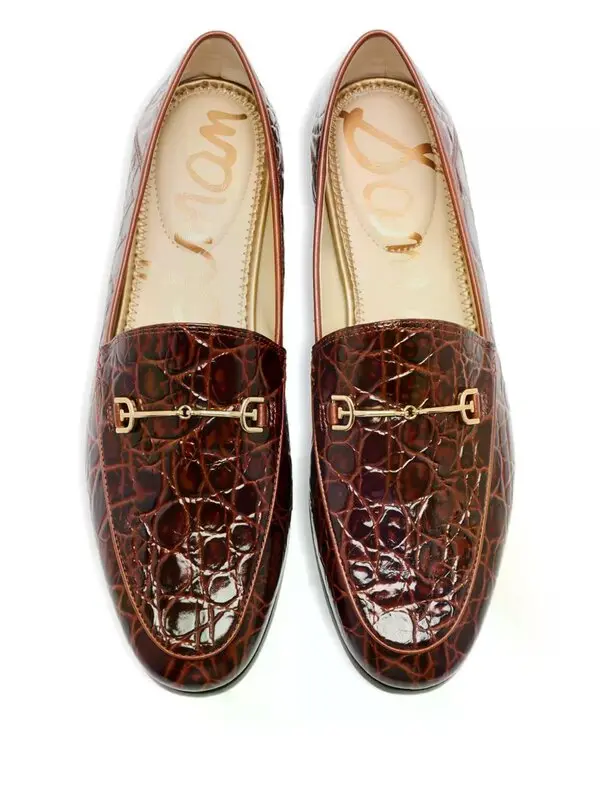 Sam Edelman Croc-effect Leather Loafers - Brown