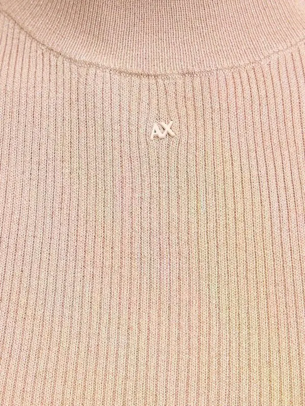 Armani Exchange Ribbed Knit Turtleneck Tank - Neutrals