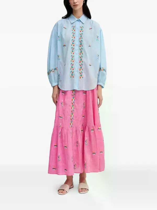LA PETITE FRANÇAISE Floral Embroidered Button Shirt