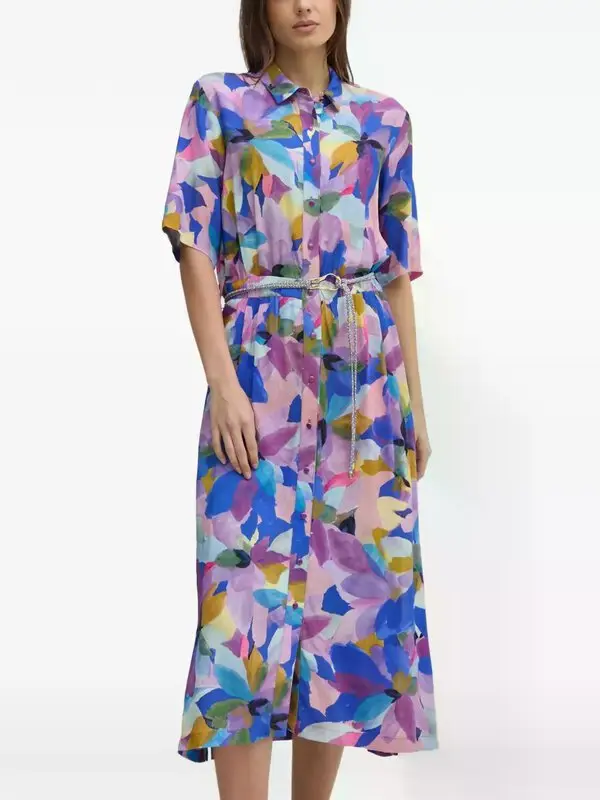 LA PETITE FRANÇAISE Floral Midi Shirtdress - Blue