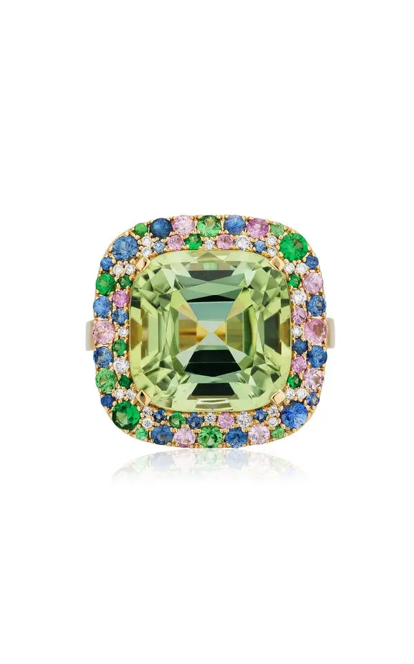 Goshwara 18k Yellow Gold Tourmaline Cushion Ring - Green