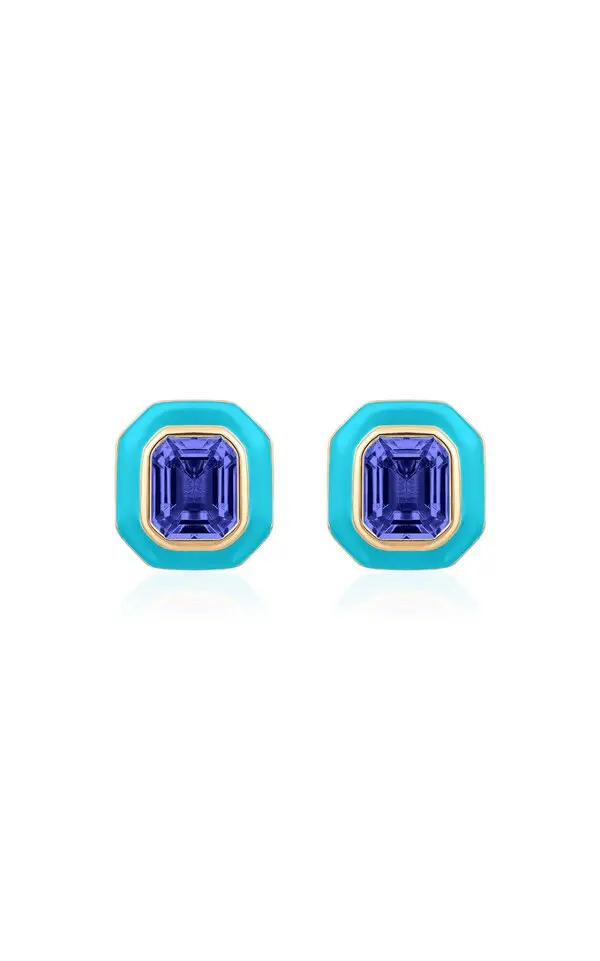 Goshwara 18k Yellow Gold Tanzanite Studs - Blue