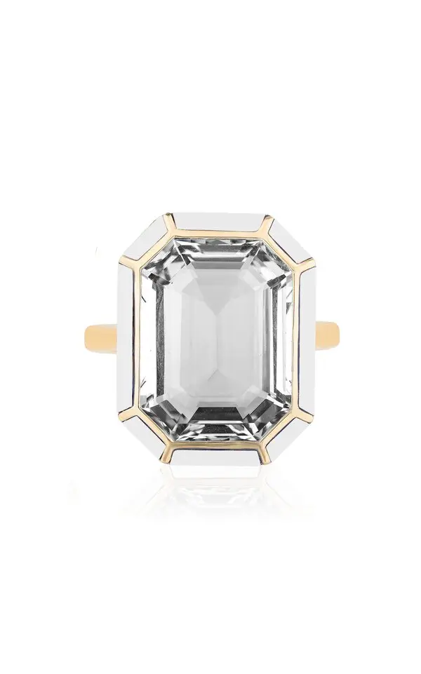 Goshwara 18k Yellow Gold Emerald-cut Ring With Inlay - White