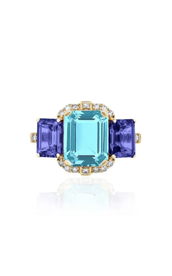Goshwara 18k Yellow Gold Three-stone Cocktail Ring - Blue
