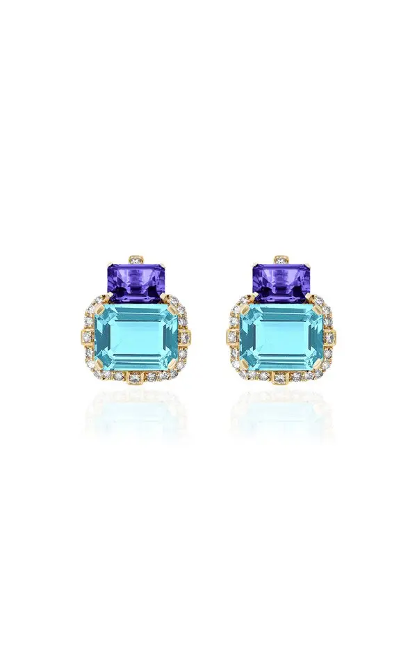 Goshwara 18k Yellow Gold Two-tone Stud Earrings - Blue