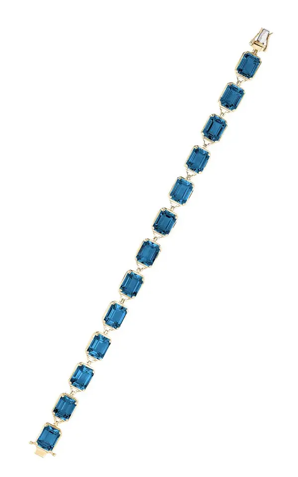 Goshwara 18k Yellow Gold Emerald-cut Tennis Bracelet - Blue