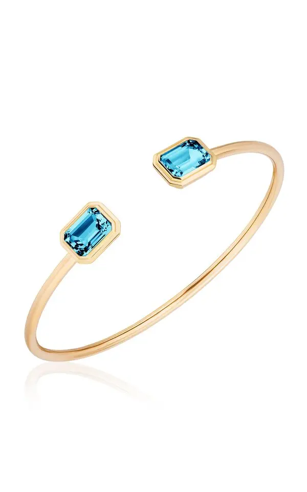 Goshwara 18k Yellow Gold Round Tube Flexible Topaz Bracelet - Blue