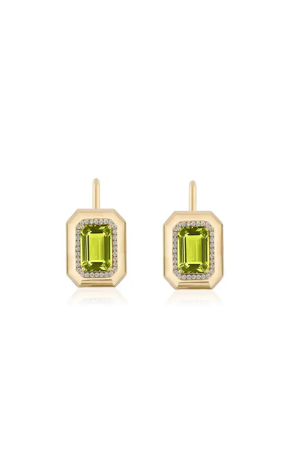 Goshwara 18k Yellow Gold Emerald Cut Peridot Earring - Green