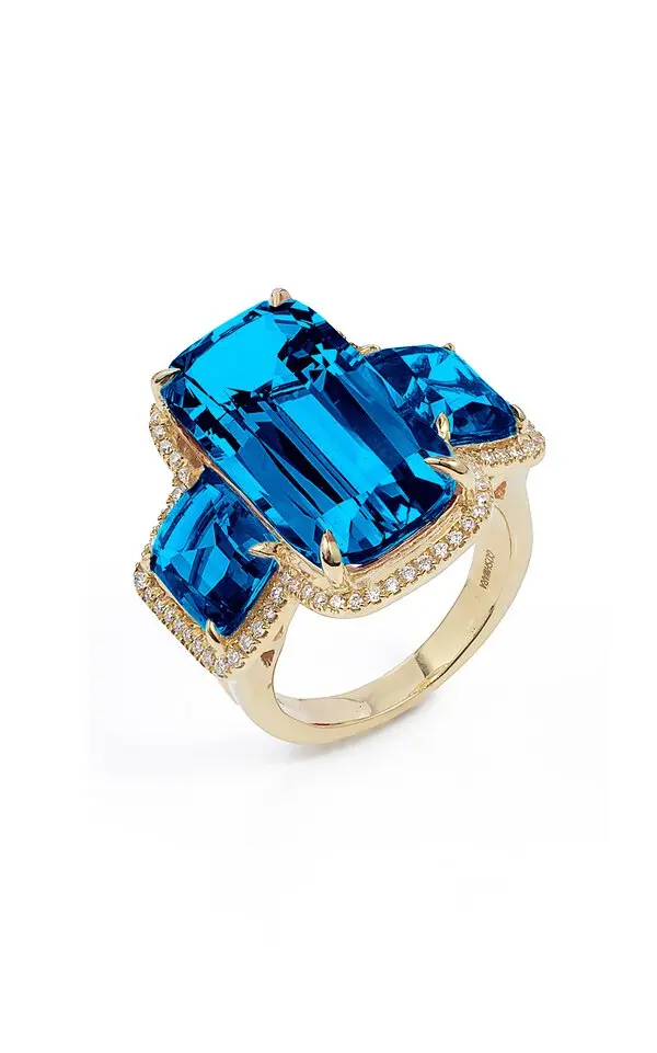 Goshwara 18k Yellow Gold Three-stone Ring - Blue