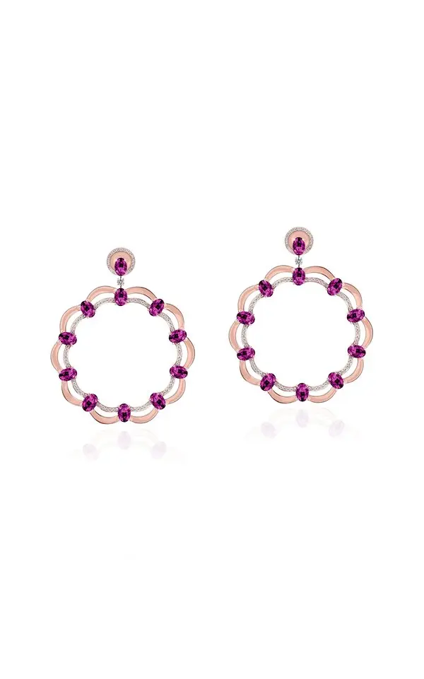 Goshwara 18k Rose Gold Sapphire Earring - Pink
