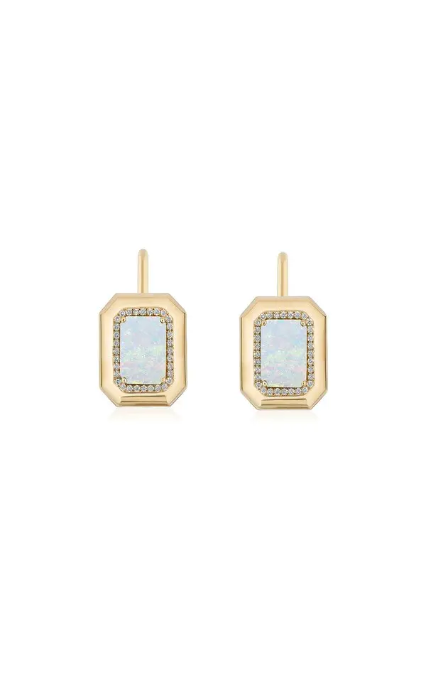 Goshwara 18k Yellow Gold Emerald Cut Opal Earring - White
