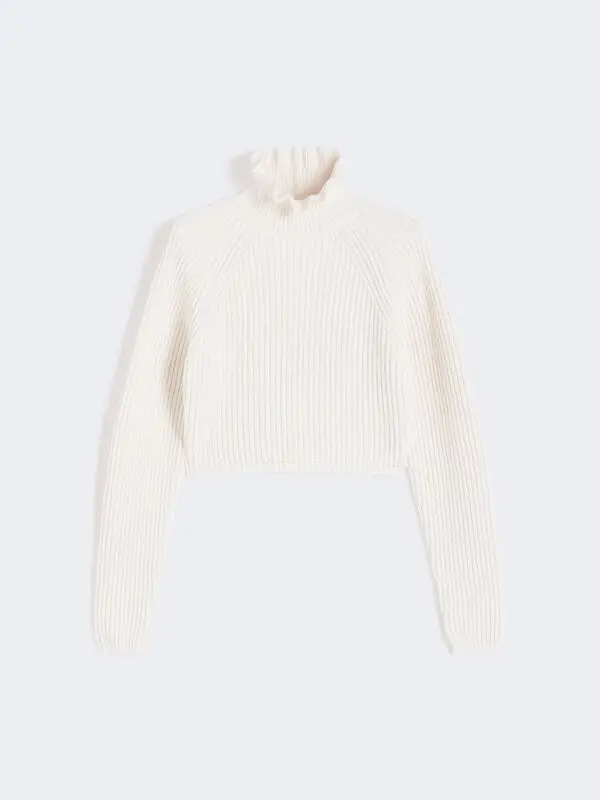 Max Mara Cotton Cordonnet Cropped Jumper - White