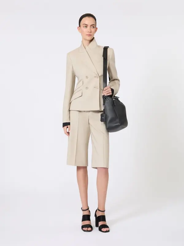 Max Mara Wool, Mohair, And Silk Canvas Bermuda Shorts - Sand