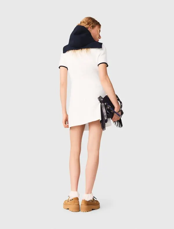 Maje Short Knit Dress With Contrasting Trim