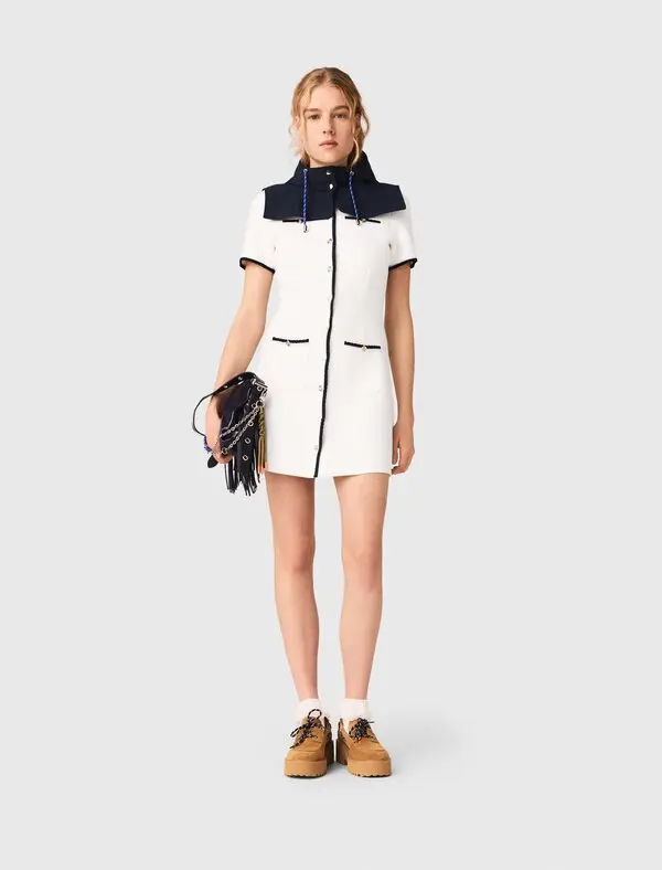 Maje Short Knit Dress With Contrasting Trim