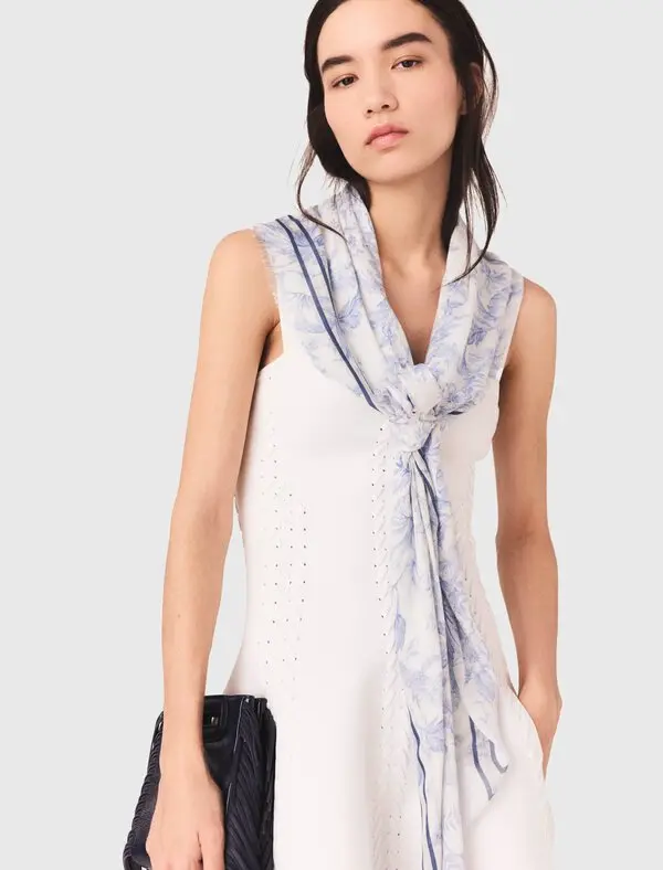 Maje Floral Print Wool Blend Shawl