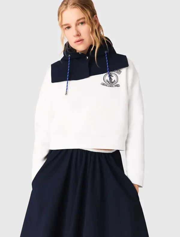Maje Cotton Sailor Print Sweatshirt