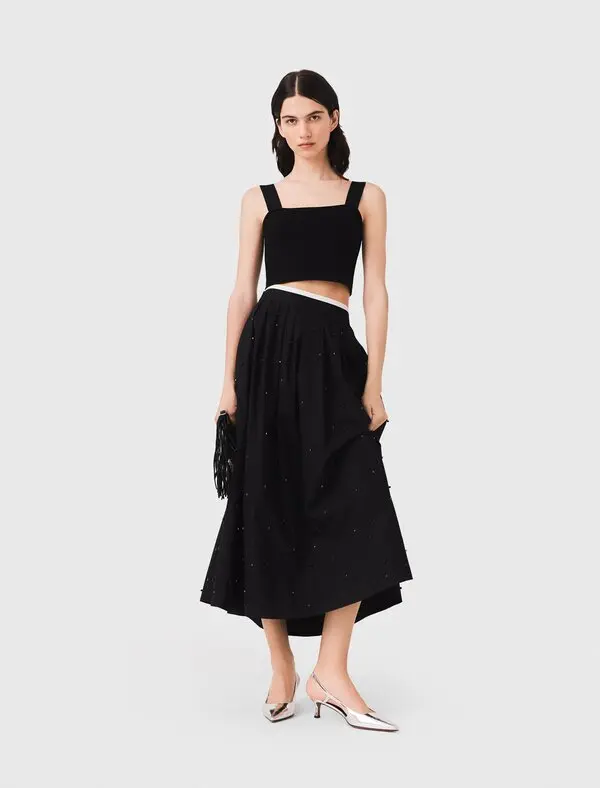 Maje Knitted Crop Top With Straps - Black