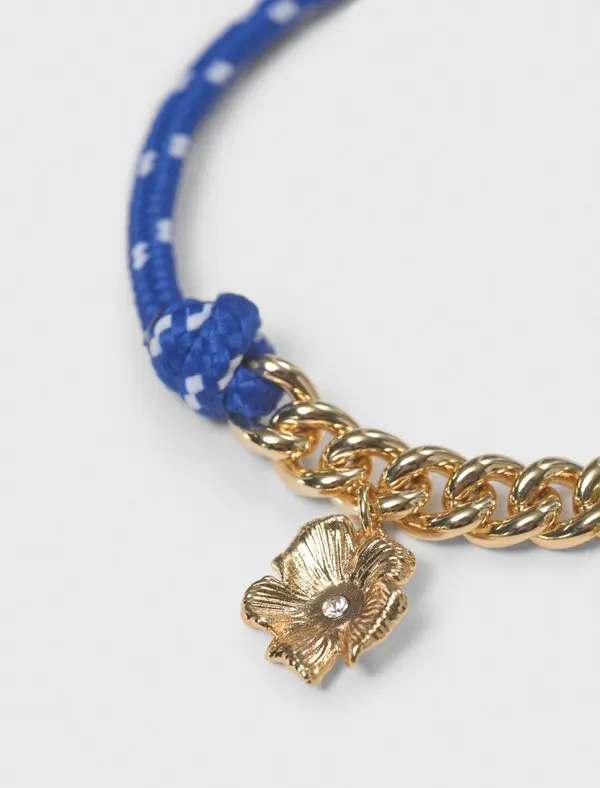 Maje Marine Cord Chain Bracelet With Eiffel Tower, Flower, And Heart Charms