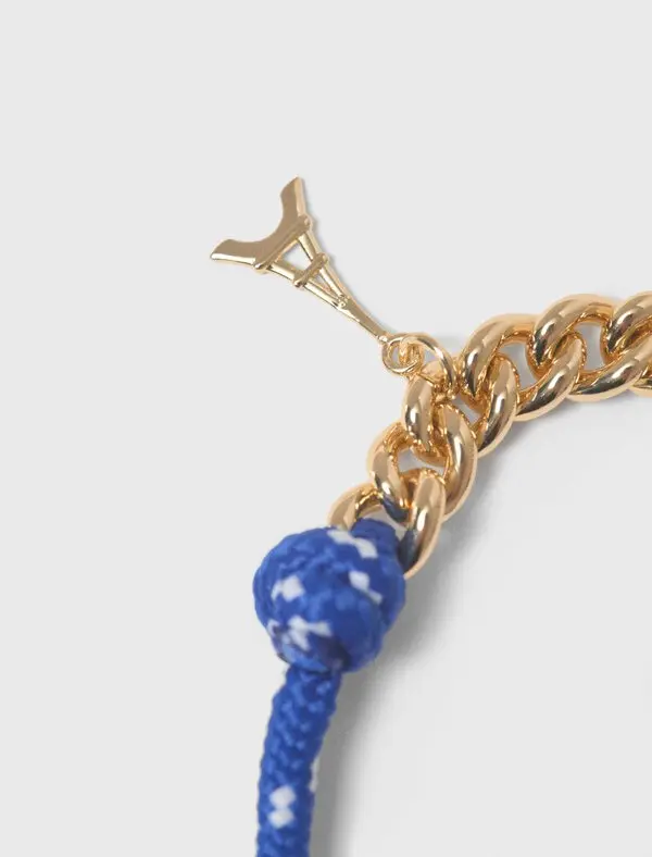 Maje Marine Cord Chain Bracelet With Eiffel Tower, Flower, And Heart Charms