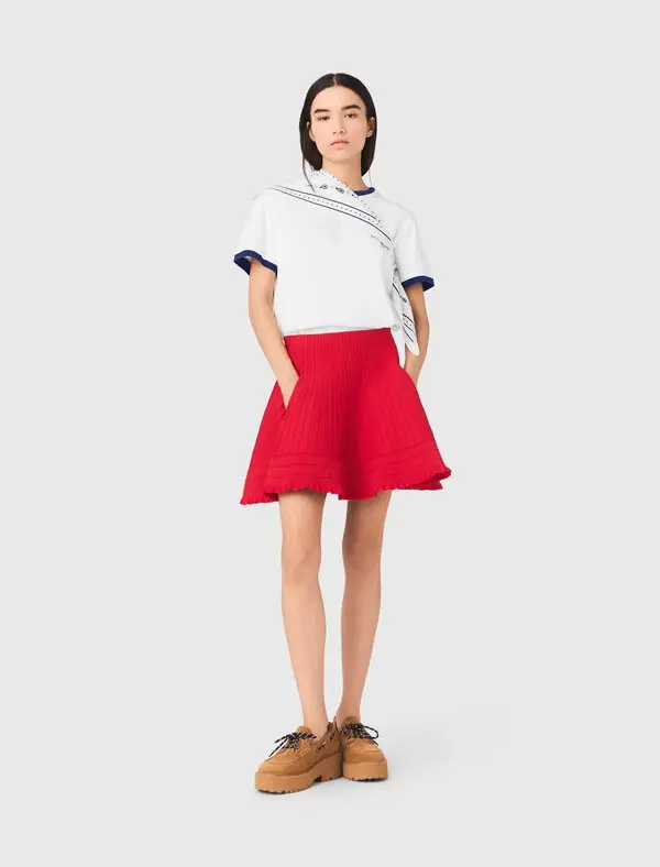 Maje Compact Knit Short Skirt - Red