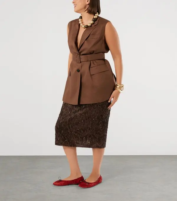 Marina Rinaldi Linen Canvas Belted Waistcoat