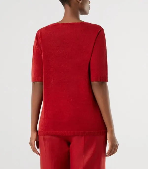 Marina Rinaldi Linen-blend T-shirt - Red