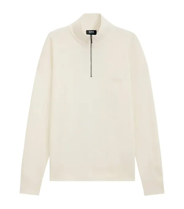 BOSS X Aston Martin Wool Quarter-zip Sweater - White