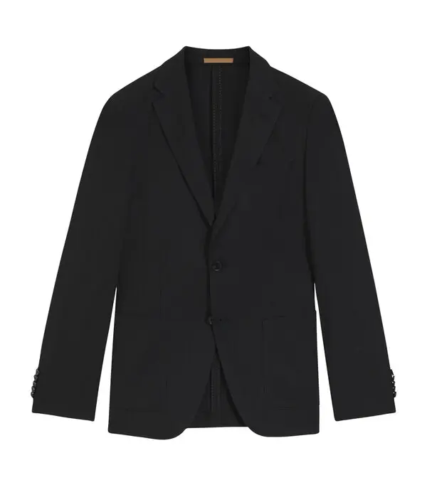 BOSS Wool-silk Slim Fit Blazer - Black