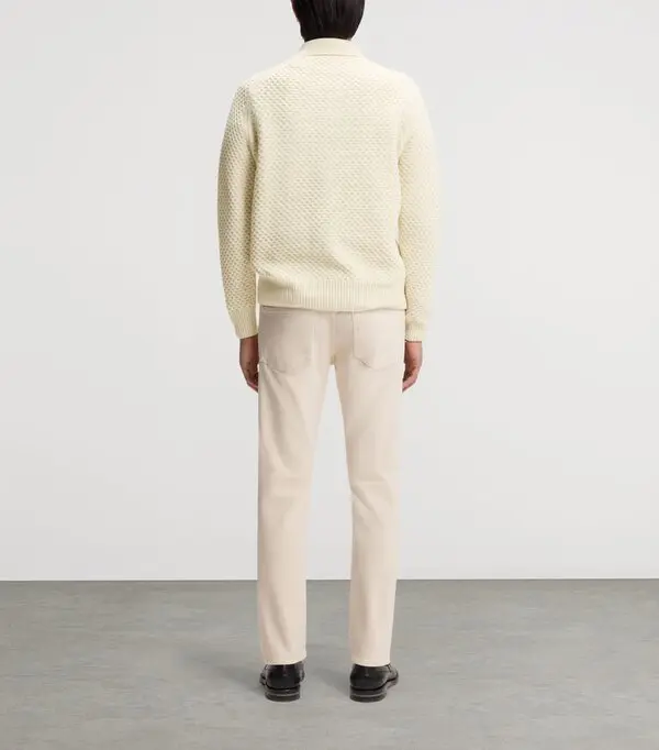 BOSS Cashmere Polo Sweater - White