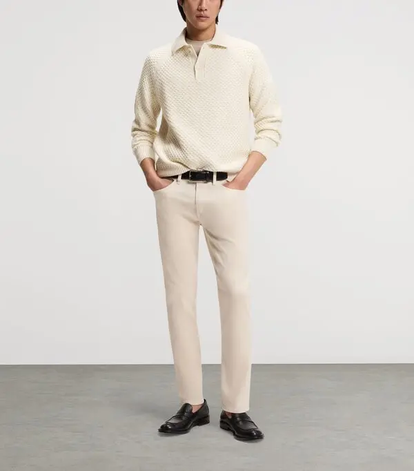 BOSS Cashmere Polo Sweater - White