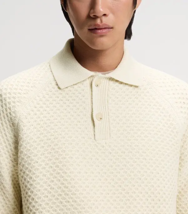 BOSS Cashmere Polo Sweater - White