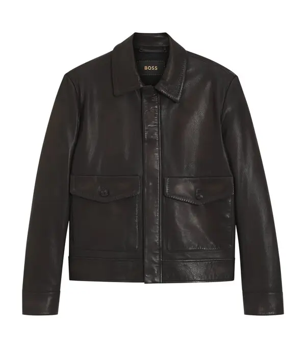 BOSS Calf Leather Aviator Jacket