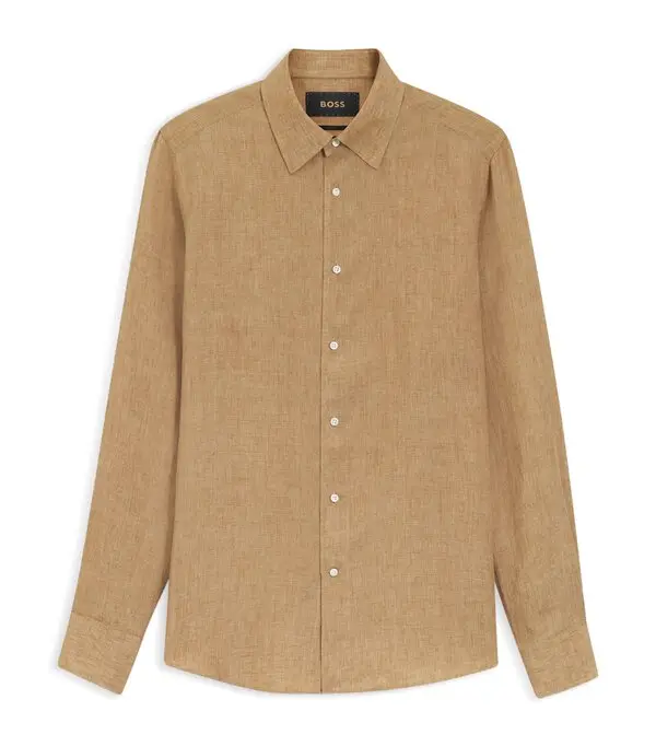 BOSS Linen Slim-fit Shirt - Beige