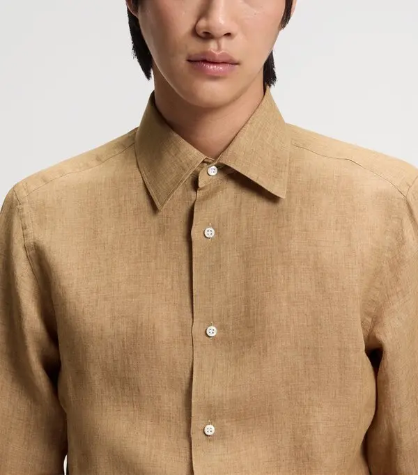 BOSS Linen Slim-fit Shirt - Beige