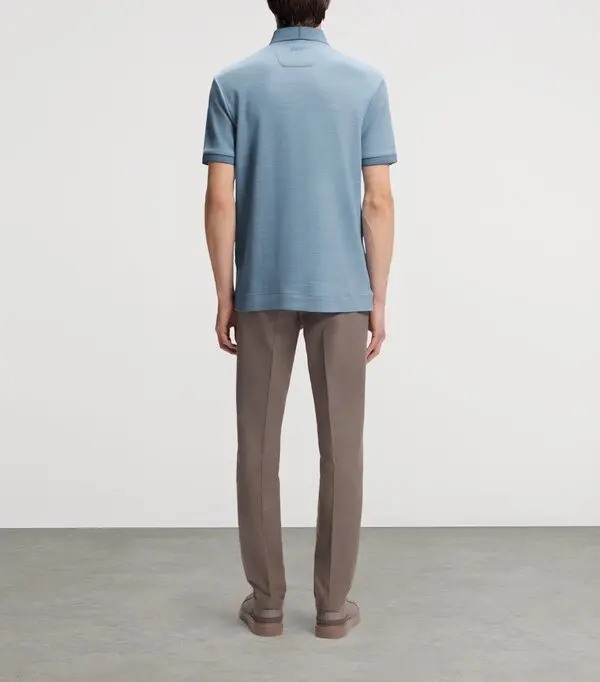 BOSS X Aston Martin Cotton-wool Polo Shirt - Blue