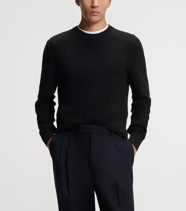 BOSS Cotton Textured Sweater - Black