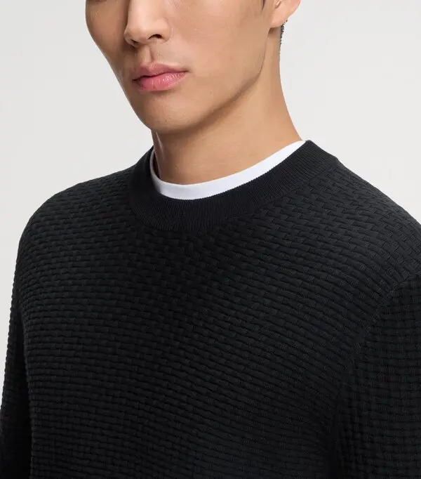 BOSS Cotton Textured Sweater - Black