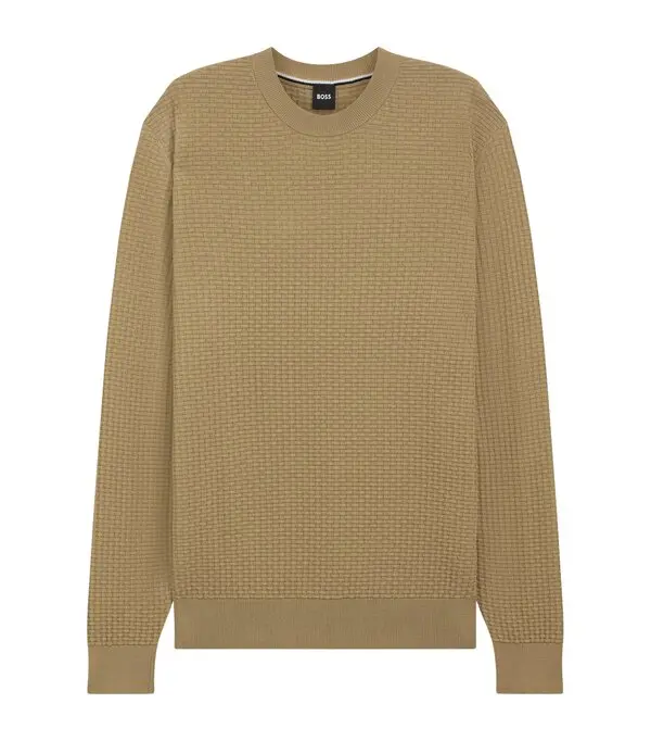 BOSS Cotton Textured Sweater - Beige