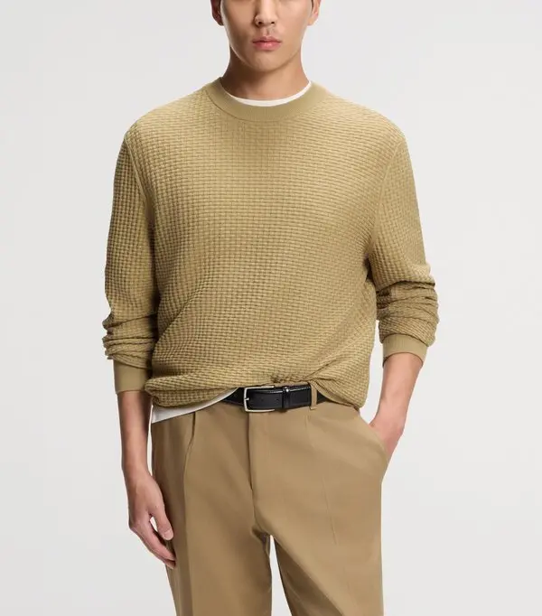 BOSS Cotton Textured Sweater - Beige