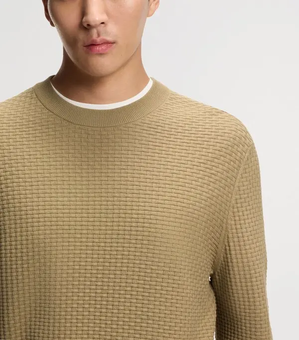 BOSS Cotton Textured Sweater - Beige