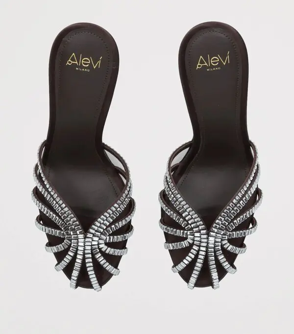ALEVI MILANO Satin Emily Xtal Heeled Sandals 95 - Brown