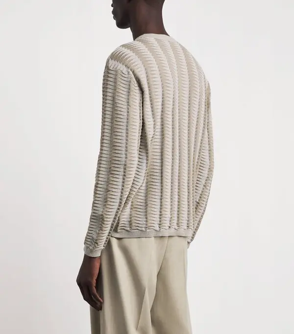 Emporio Armani Cotton Woven Jacquard Sweater - Beige