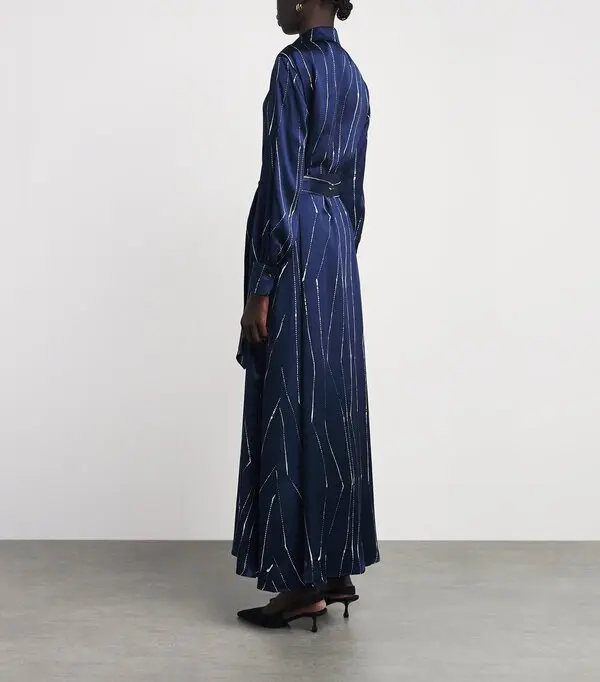Kiton Silk Stripe Maxi Shirt Dress - Navy