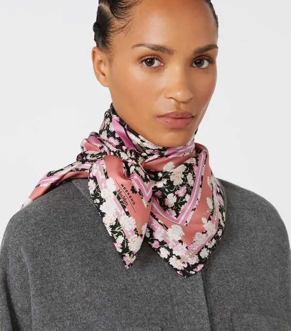 Max Mara Silk Floral Scarf - Pink