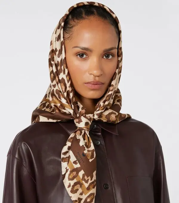 Max Mara Silk Leopard Print Scarf