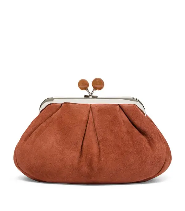 Max Mara Suede Leather Pasticcino Clutch - Brown