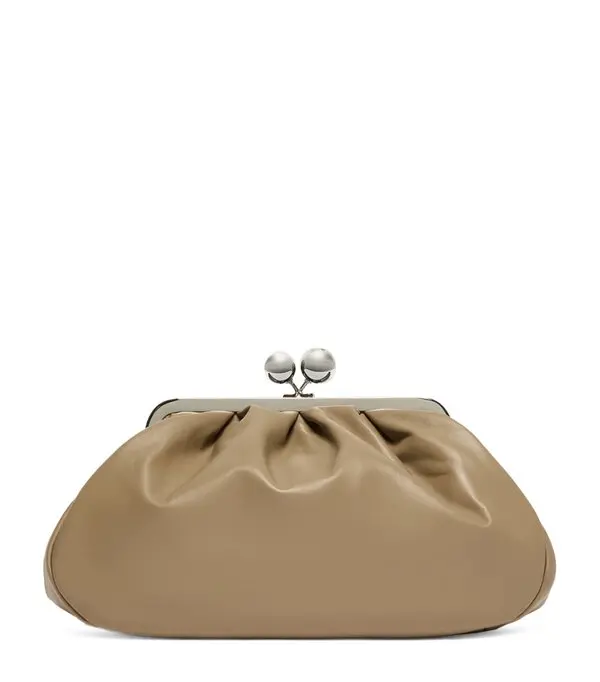 Max Mara Medium Leather Pasticcino Clutch - Beige