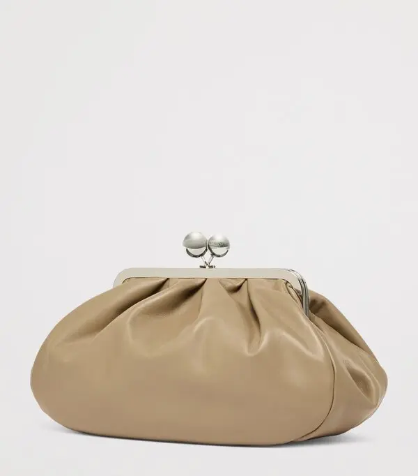 Max Mara Medium Leather Pasticcino Clutch - Beige