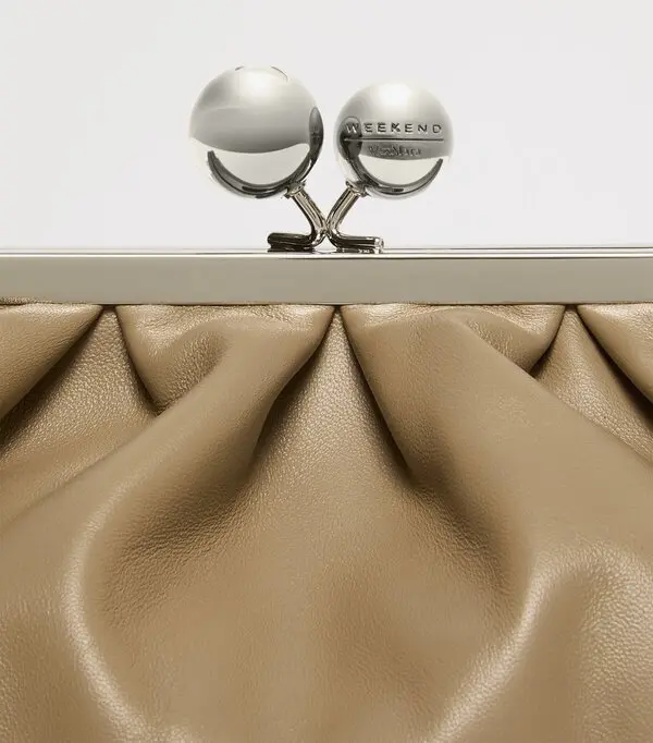 Max Mara Medium Leather Pasticcino Clutch - Beige